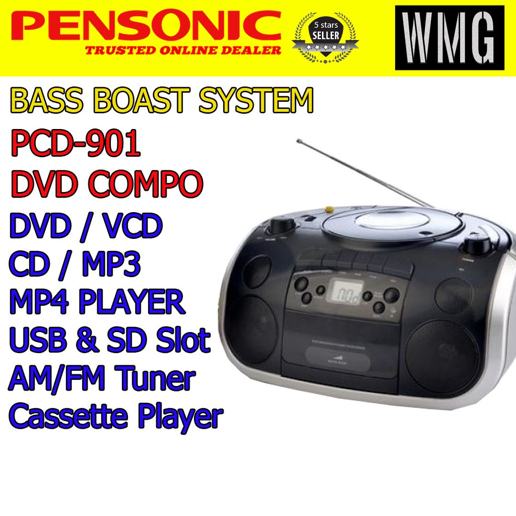 Pensonic DVD Boom Box PCD-901 DVD VCD CD MP3 MP4 PLAYER USB & SD Slot ...