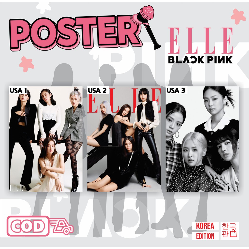 BLACKPINK ELLE Magazine Jennie Lisa Jisoo Rose Poster KPOP | Shopee ...