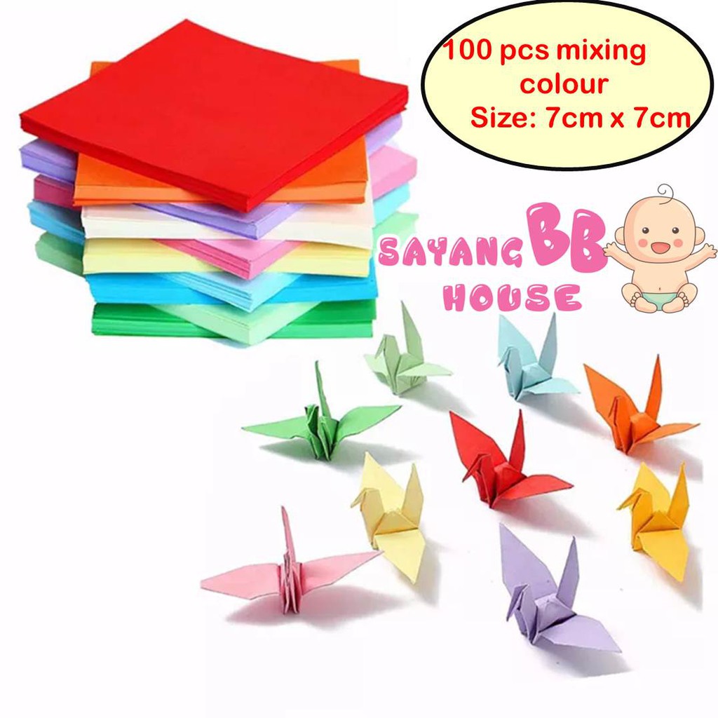 7cm x 7cm 100Pcs Square Origami Paper Double Sided Coloured DIY Folded ...