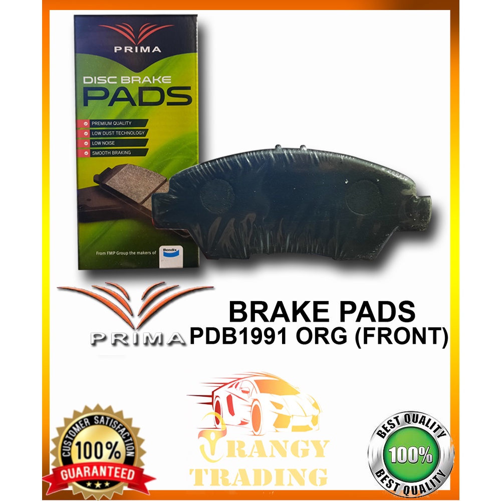 BRAKE PADS PRIMA PDB1991 ORG (FRONT) For CITY, JAZZ (2014-2019) MOBILIO ...