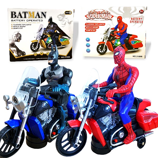 Spiderman/Batman/Captain Battery Operated Motorcycle / Motorbike Toy ...