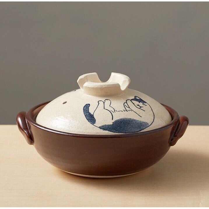 Sukiyaki Japanese Pot Donabe Earthenware Cooking Kawaii Neko Cat 800ml ...