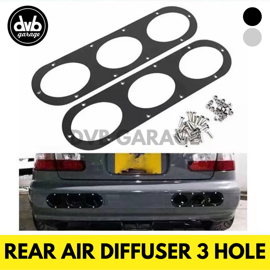 REAR AIR DIFFUSER 3 HOLE UNIVERSAL REAR PANEL BUMPER ALUMINUM JDM DRAG ...
