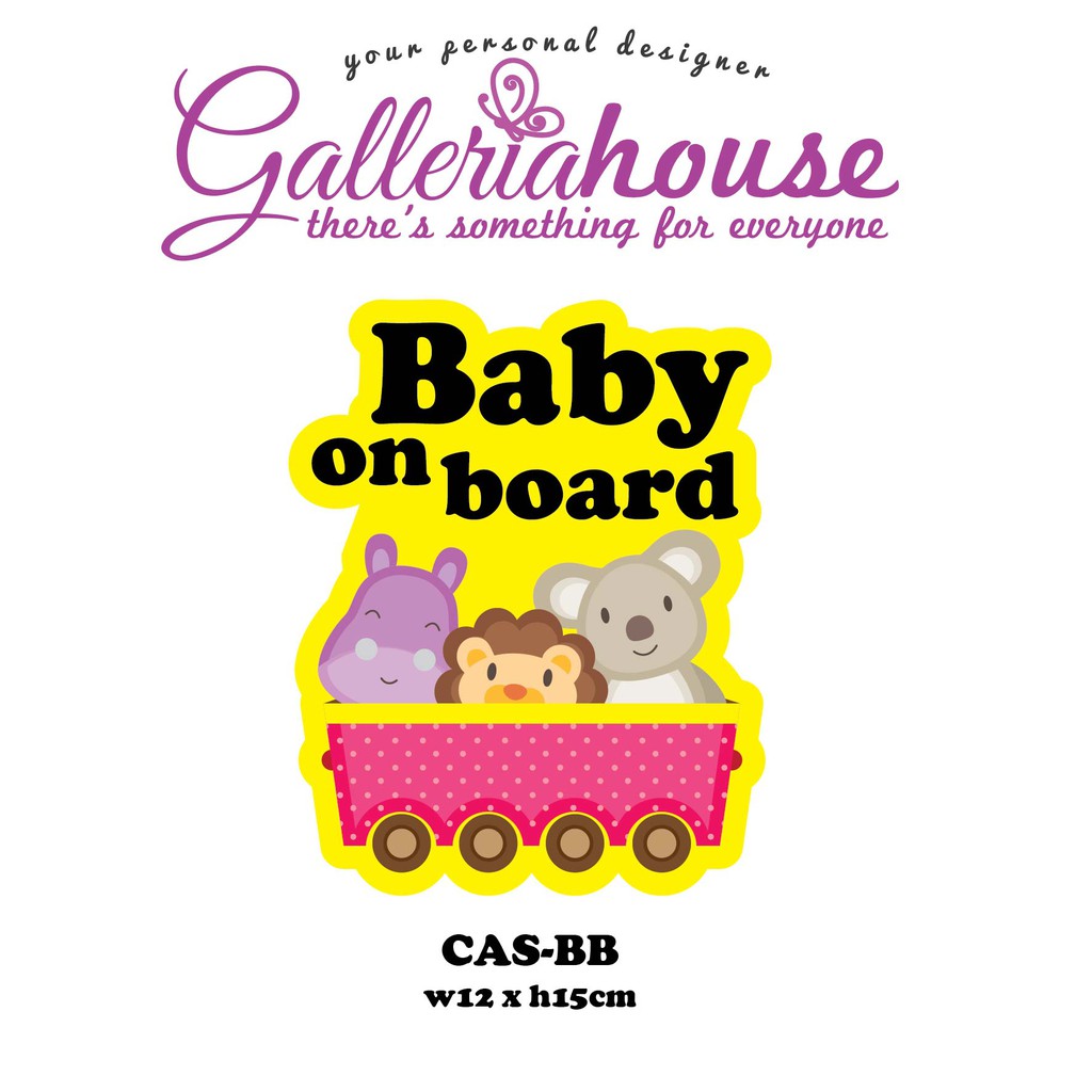 Galleria House CAS-BB Car Decal Baby on Board Cute Animals Friends Bear ...