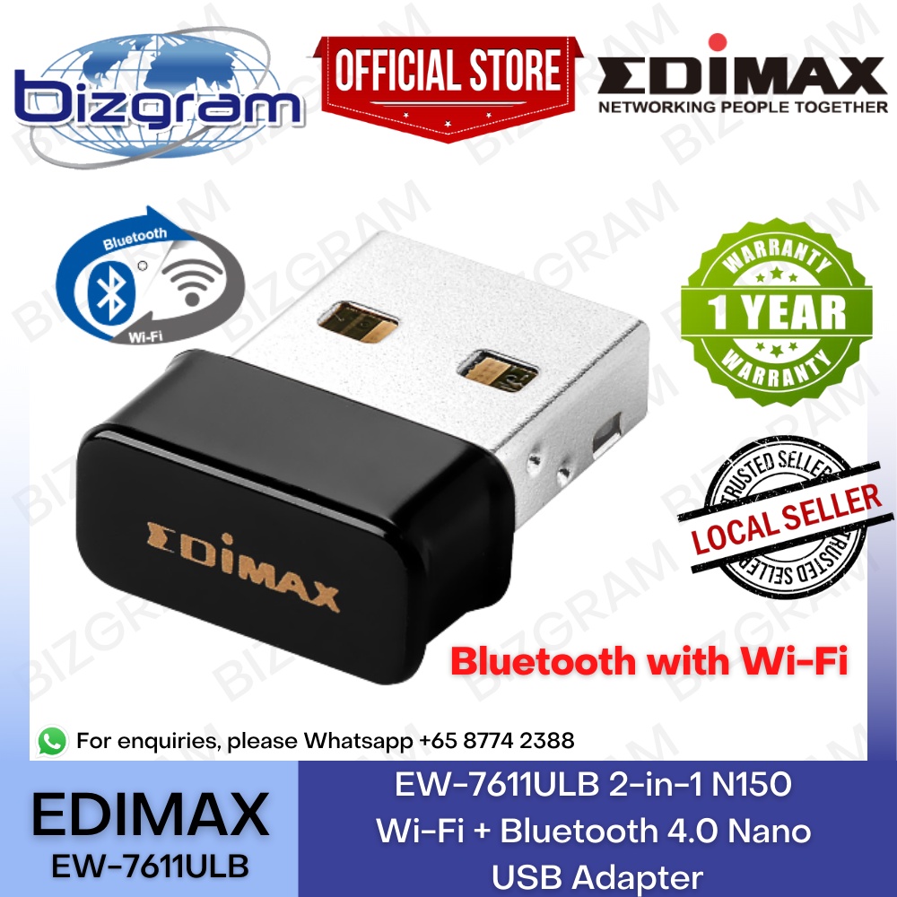 (Bluetooth + Wi-Fi) Edimax EW-7611ULB 2-in-1 N150 Wi-Fi + Bluetooth 4.0 ...
