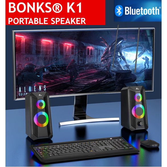 BONKS K1 USB Computer Speakers RGB Deep Bass Sound Box Speaker For PC ...