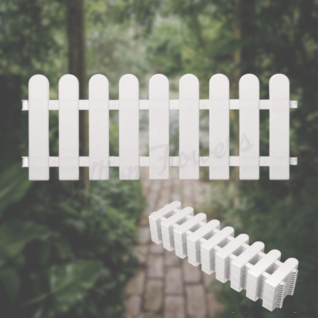 White Garden Fence Indoor Outdoor Flexible PVC Border Easy Snap-in ...
