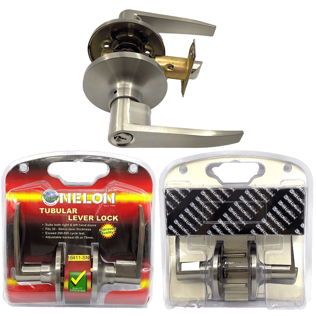 [SG STOCK] NELON TUBULAR LEVER LOCK 16411 Safety Security Handle Door ...
