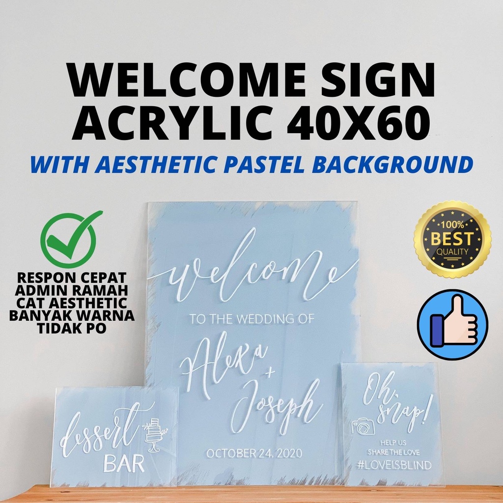 Welcome sign Aesthetic Acrylic 40x60 2mm Wedding Engagement sign Board ...