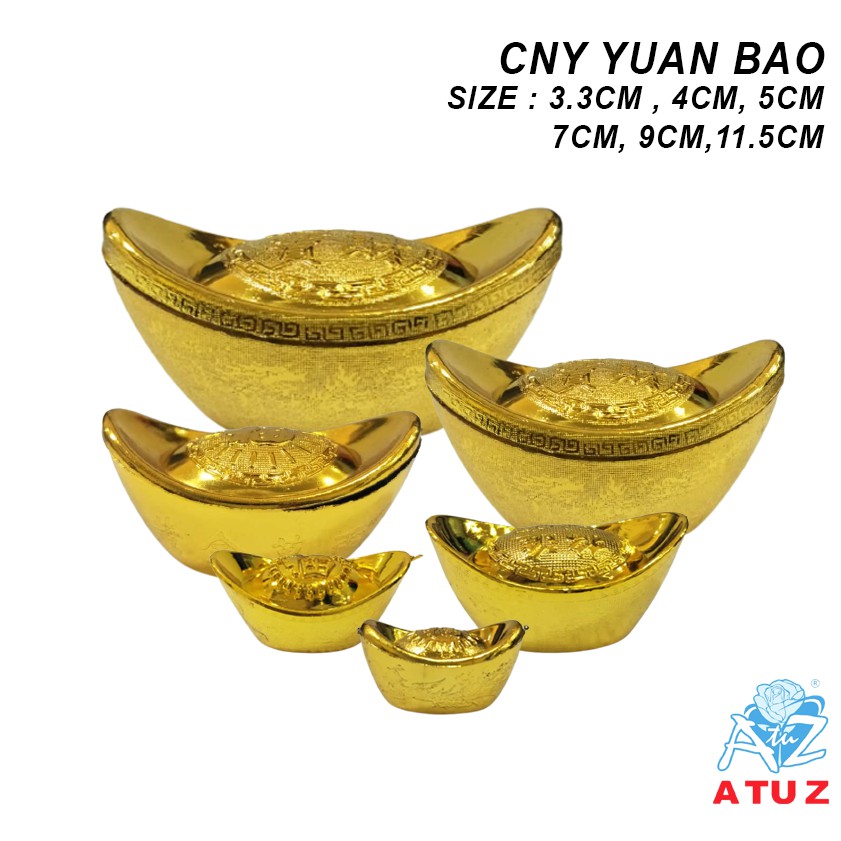 AtuZ Gold Yuan Bao 新年元宝 Citrine Cake Topper CNY NEW YEAR GOLD INGOT ...