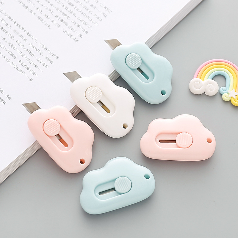 Cute Cloud Color Mini Portable Utility Knife Paper Cutter Cutting Paper ...