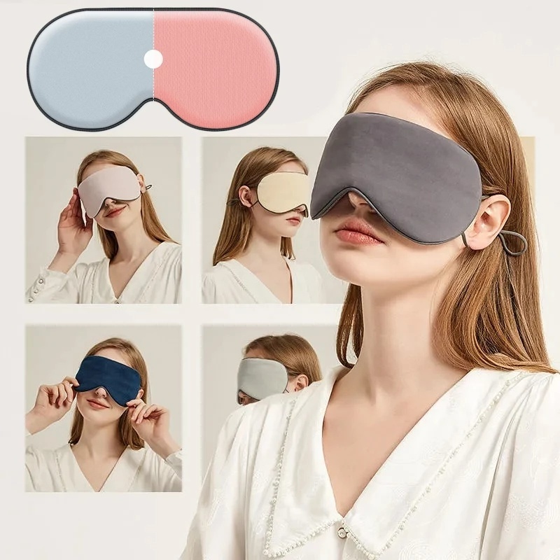 Men Women Travel Double-sided Warm and Cool Sleep Eye Mask /Ice Silk 3D ...