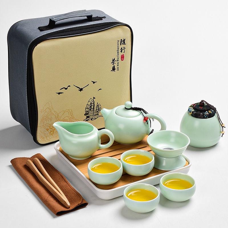 🔥Free shipping🔥Chinese Tea Set Portable Travel Tea Cup Set Ceramic Kung ...