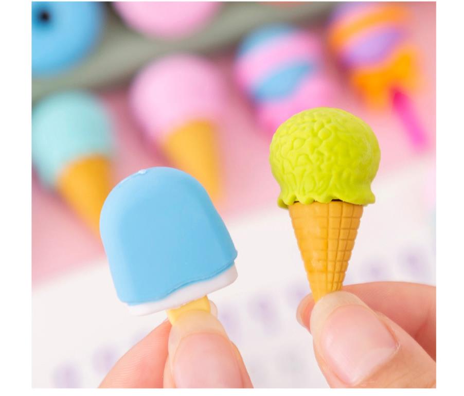 Food Erasers for Kids, 4 Pcs/pack 3D Cute Mini Ice Cream Donut Take ...