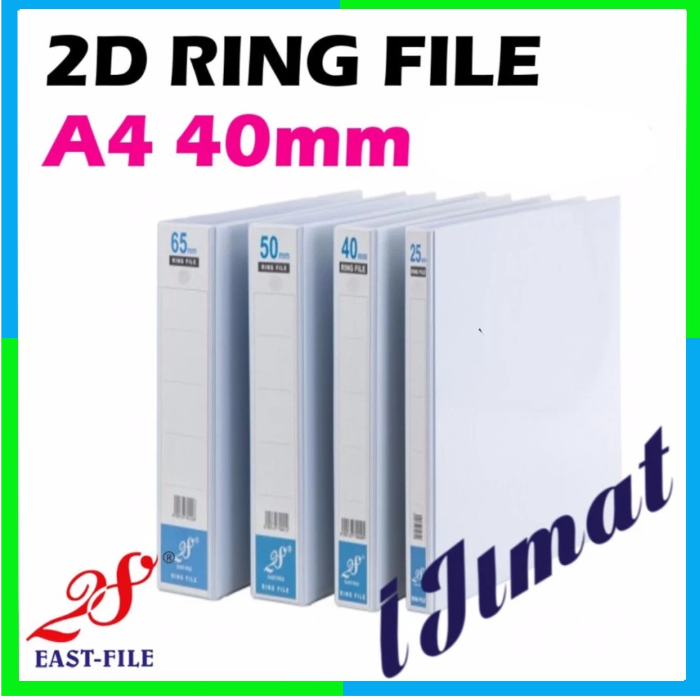 East-File 2D PVC Ring File 40mm Filing Thickness A4 Size White 2D Ring ...