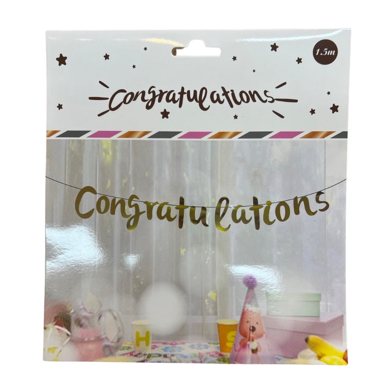 [SG Stock] Congratulations Design Banner Garland Cursive Script Shiny ...