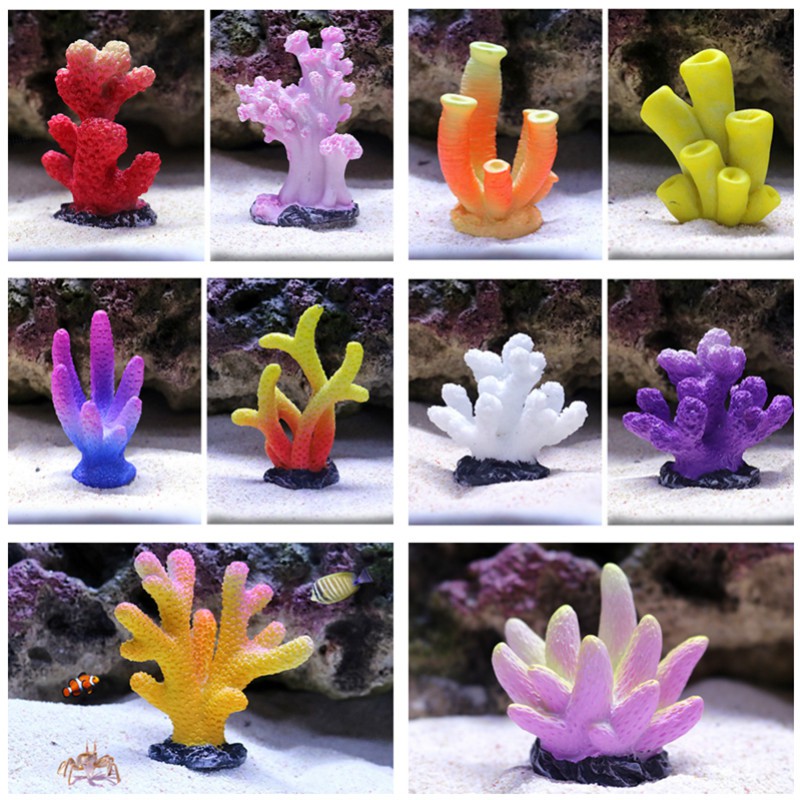 Resin Artificial Mini Coral Aquarium Decoration Colorful Flower Coral ...