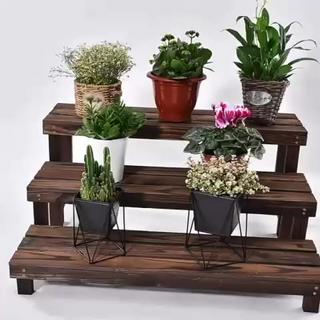 [SG SELLER] Plant Rack Plant Stand Wooden Stainless Steel Flower Plant ...