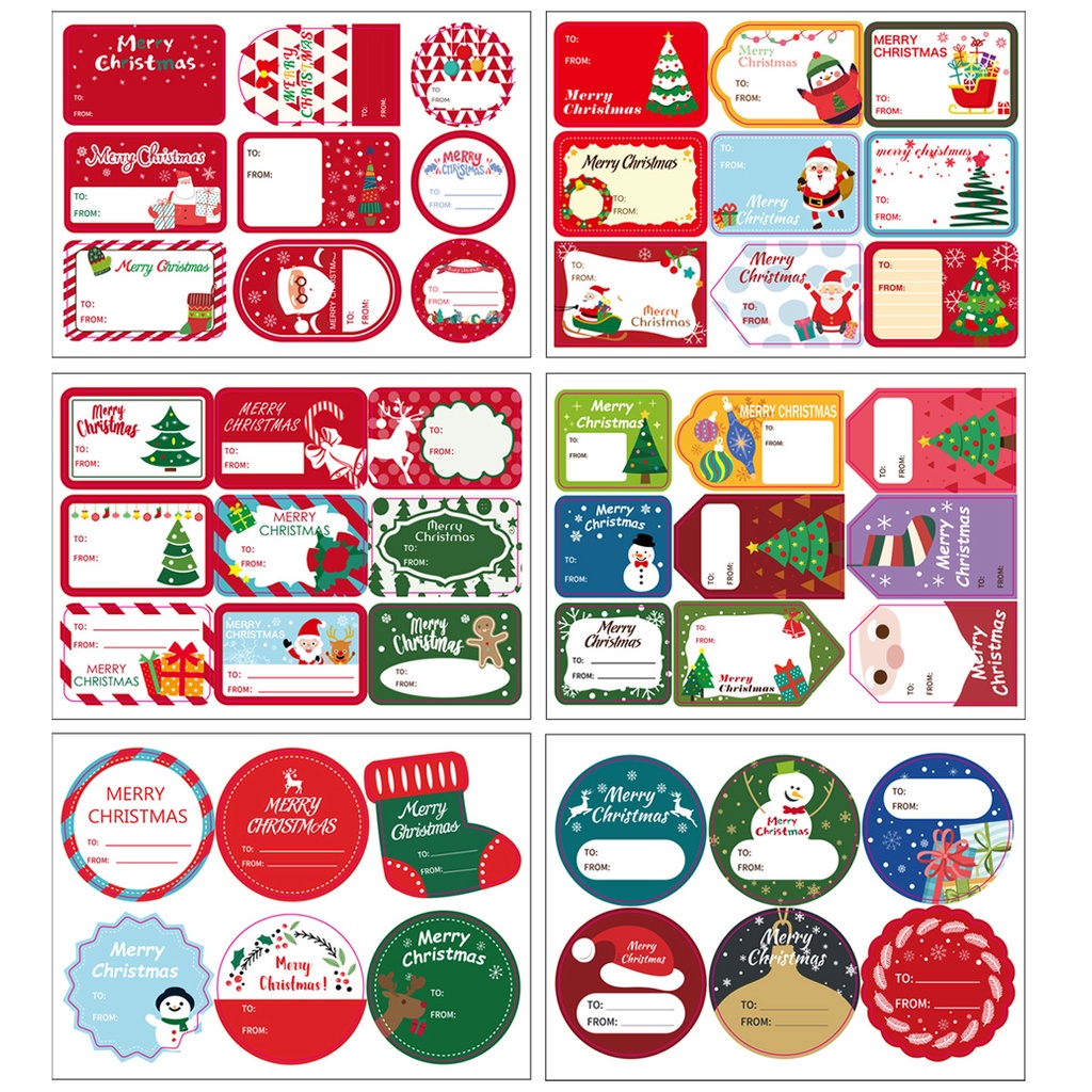 Merry Christmas DIY Gift Stickers Name Tags Present Seal Label Stickers ...