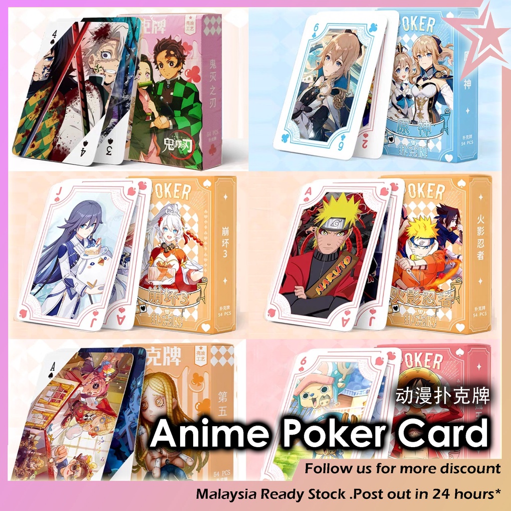 Naruto One Piece Demon Slayer Spy Family Genshin Impact Anime Poker ...