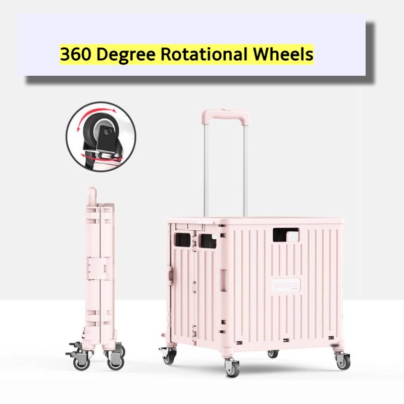 [SG READY STOCK ] Trolley Large Foldable Shopping Trolley Cart 65L ...