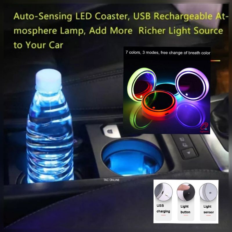 LED Changing Color Cup Holder Mat Coaster Alas Botol Air LED Mood Light ...