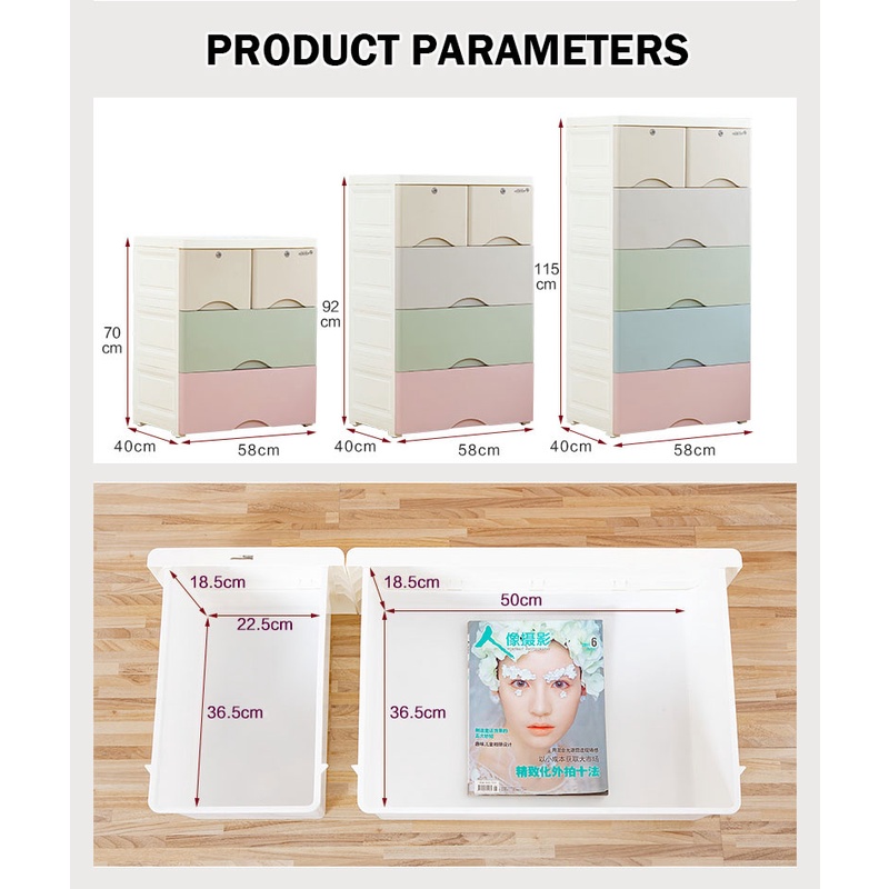 【Type C】Cabinet 4/5/6/7 Tier - Plastic Storage Box Drawer Organizer ...