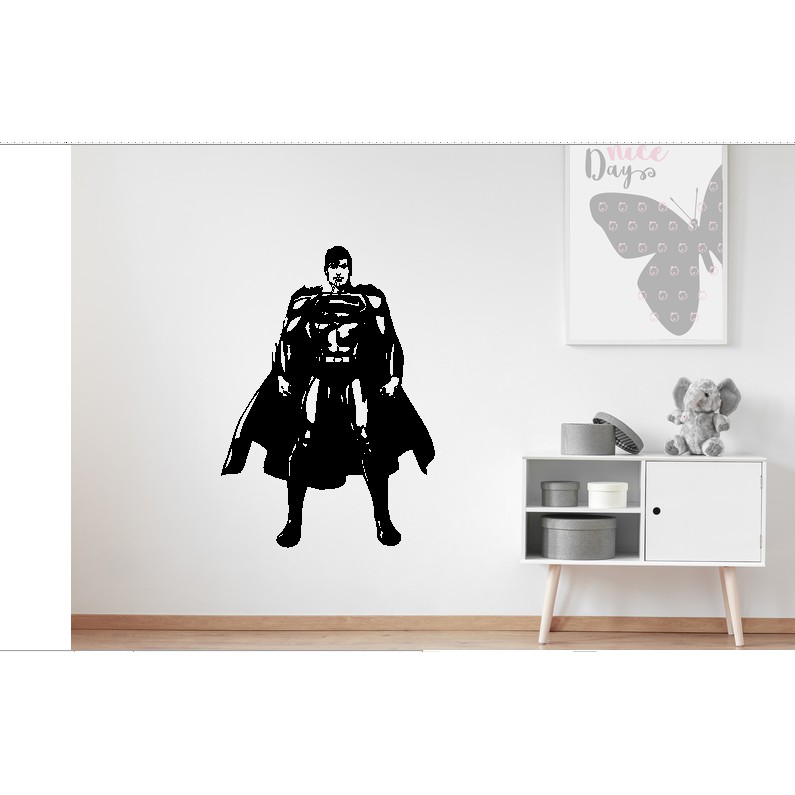 Silhouette Superman Superhero Wallstickers Glass Cafe Wall Display ...