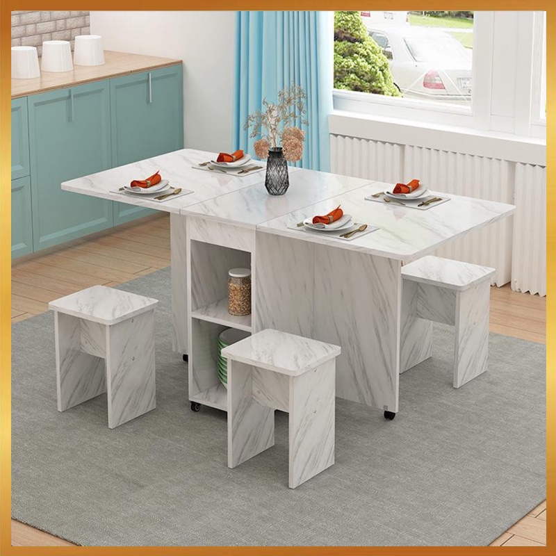Folding Table Movable Wooden Rectangle Dining Table Living Room ...