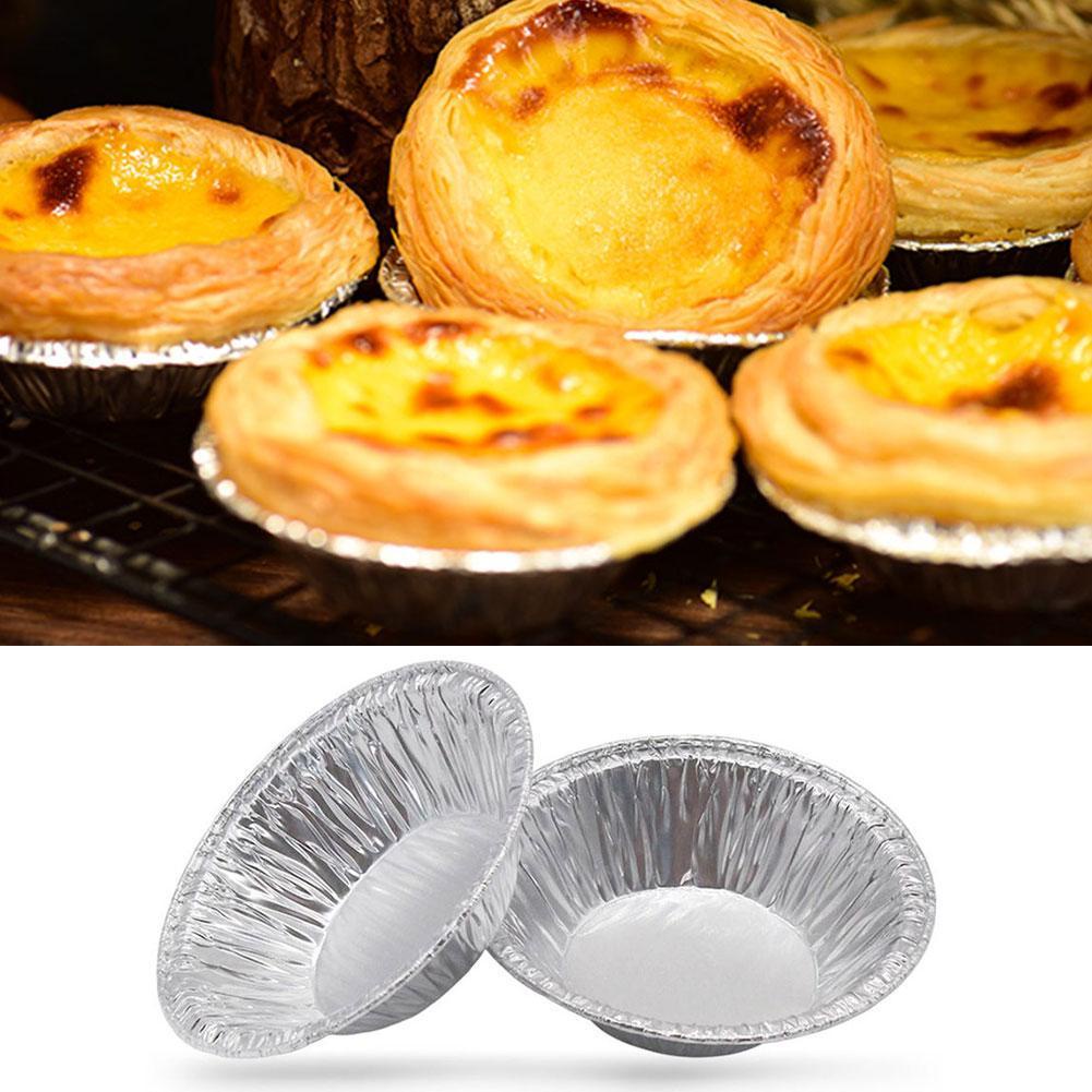 100pcs Disposable Aluminum Foil Tart Pan Mini Pot Pie Tart Bake Plate ...