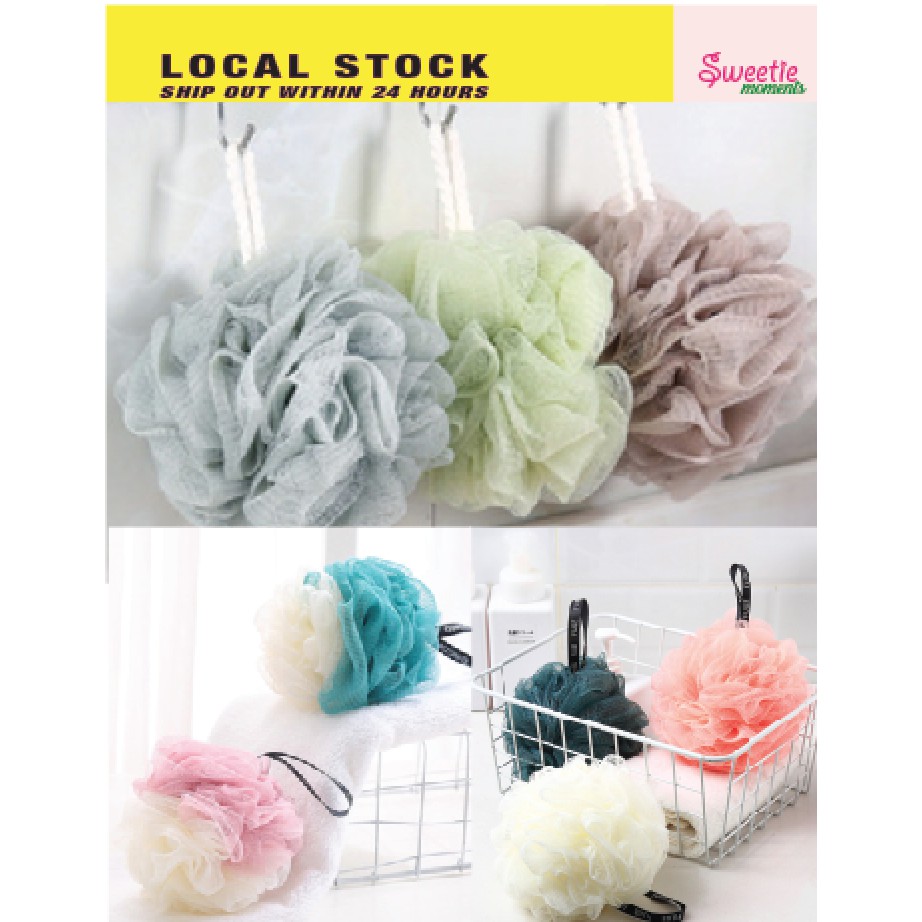 [🇸🇬 STOCK] Shower Bath Ball Large Mesh Bath Flower Bath Sponge Body ...