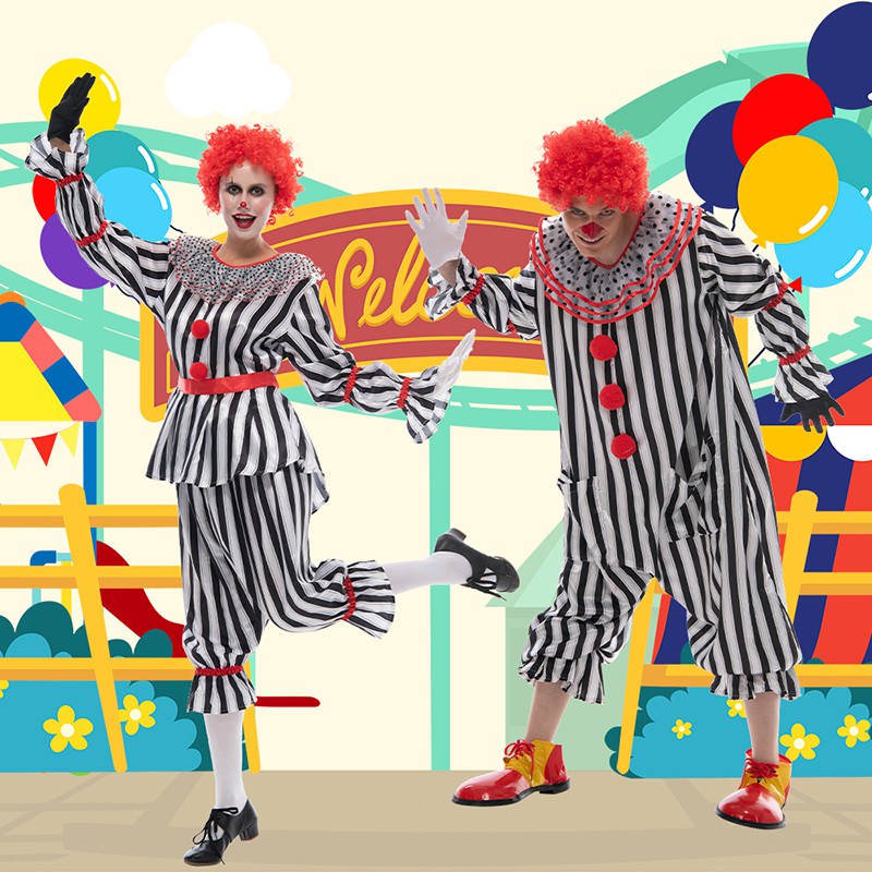 Fast Delivery Halloween Couple Match Funny Circus Clown Costume Adlut ...