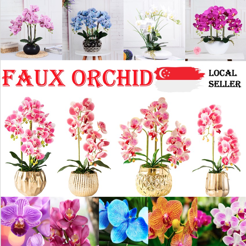 [SG SELLER] Artificial flower Faux Orchid Fake Flower Artificial Plant ...