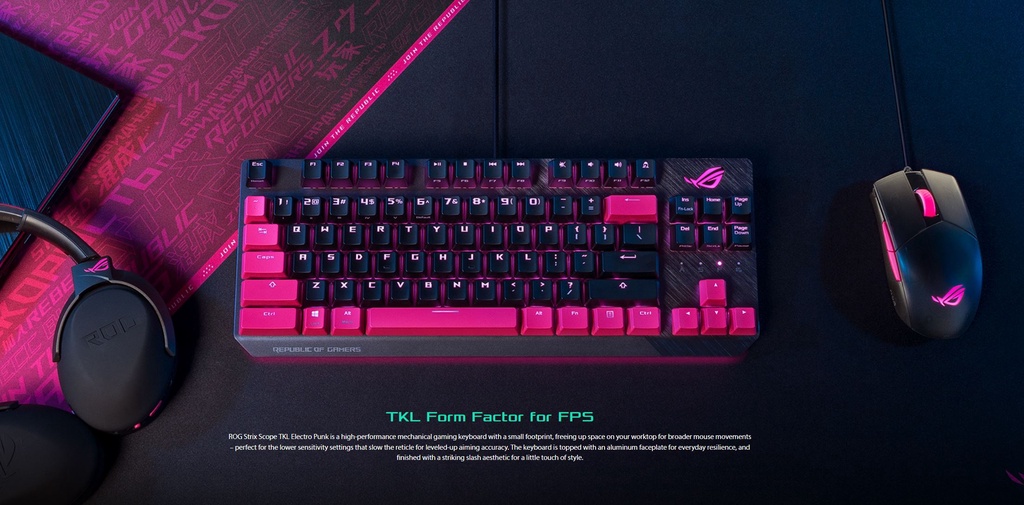 ASUS ROG Strix Scope TKL Electro Punk Mechanical Gaming Keyboard (2 ...