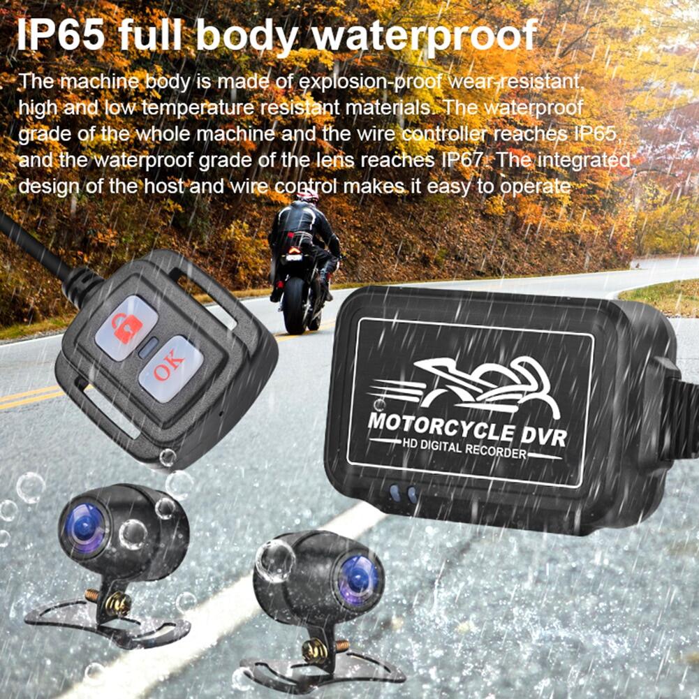 EKLEVA 1080P HD Motorcycle Camera DVR System Dual Lens Loop Recording ...