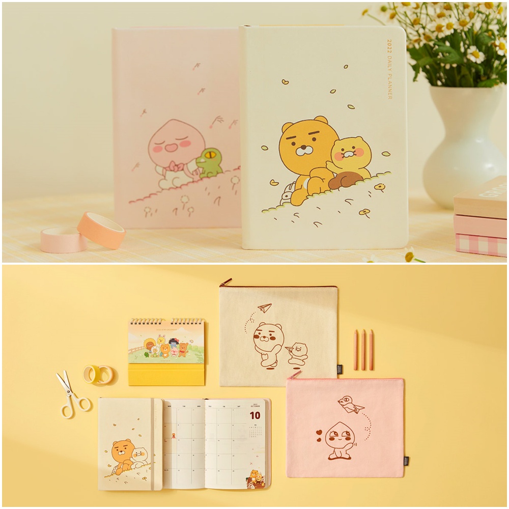 KAKAO FRIENDS 2022 Diary Planner + Pouch + Mini Calendar Gift Box Set ...