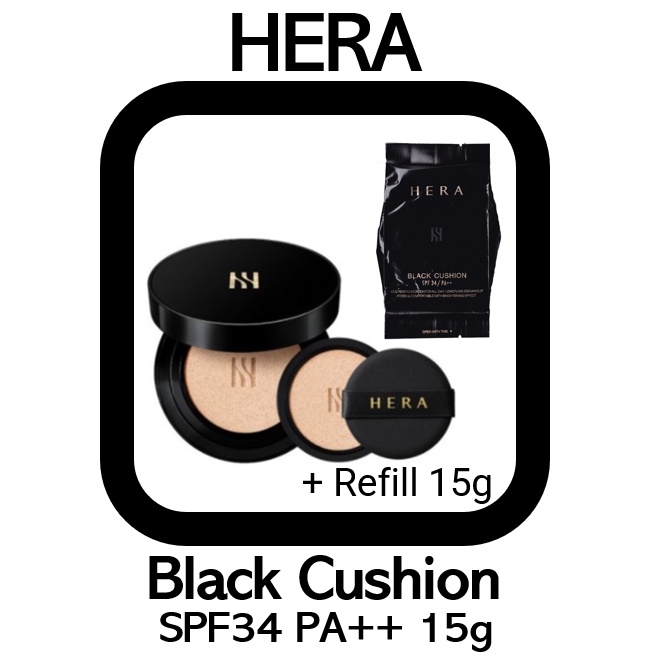 [ HERA ] Black Cushion SPF34 PA++ 15g + Refill 15g (17N1, 21N1, 23N1) | Shopee Singapore