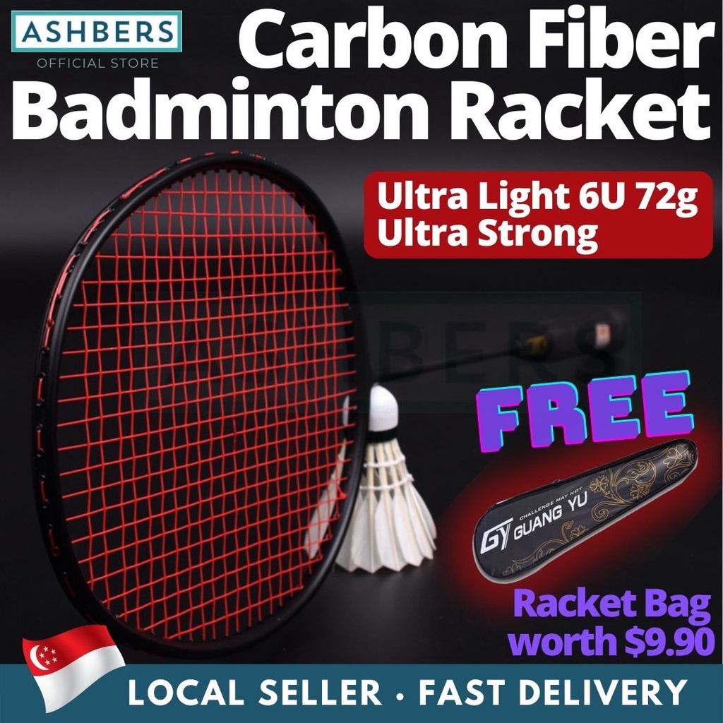 Badminton Racket 4U/6U Carbon Fiber High Quality Racquet, Super Light ...