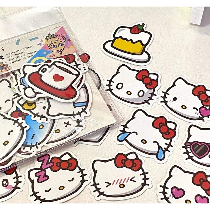 40 Sheets Hello Kitty Stickers Graffiti Luggage Waterproof DIY Handbook ...