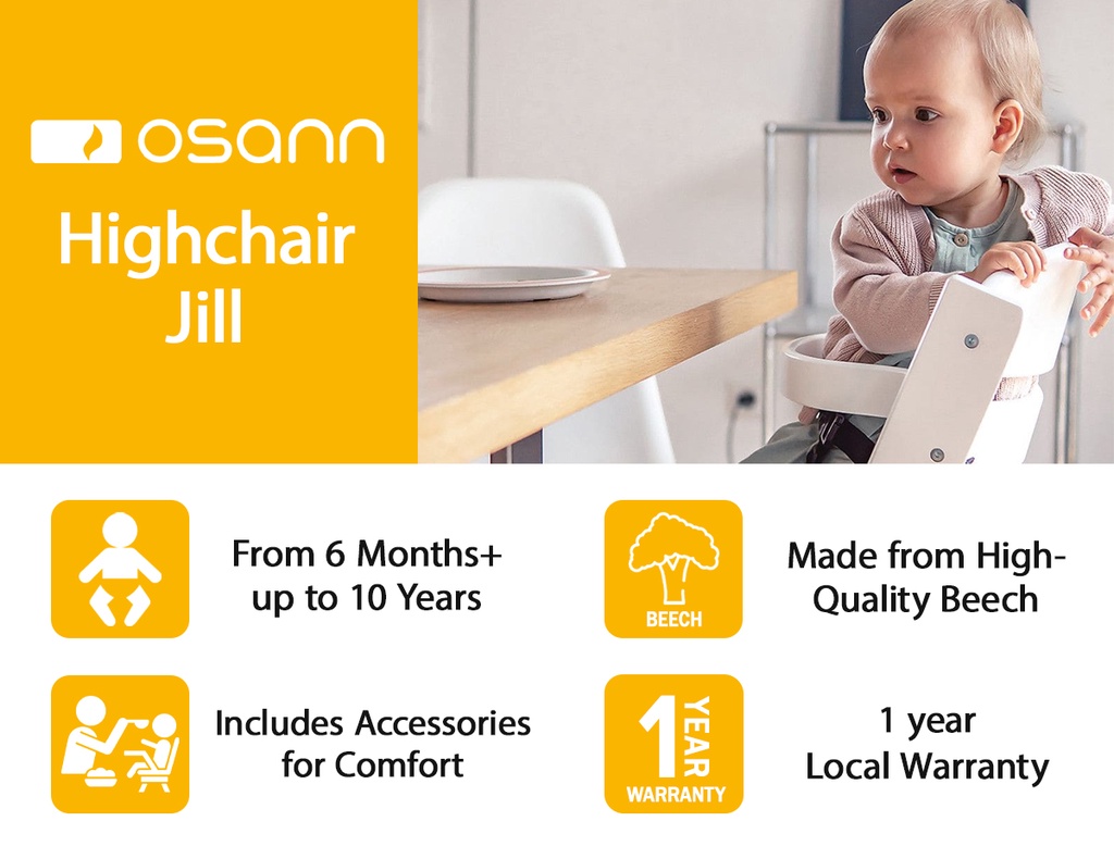 Osann Jill Highchair (Beech) From 6M+ to 10 Years - Comes with Bumper ...