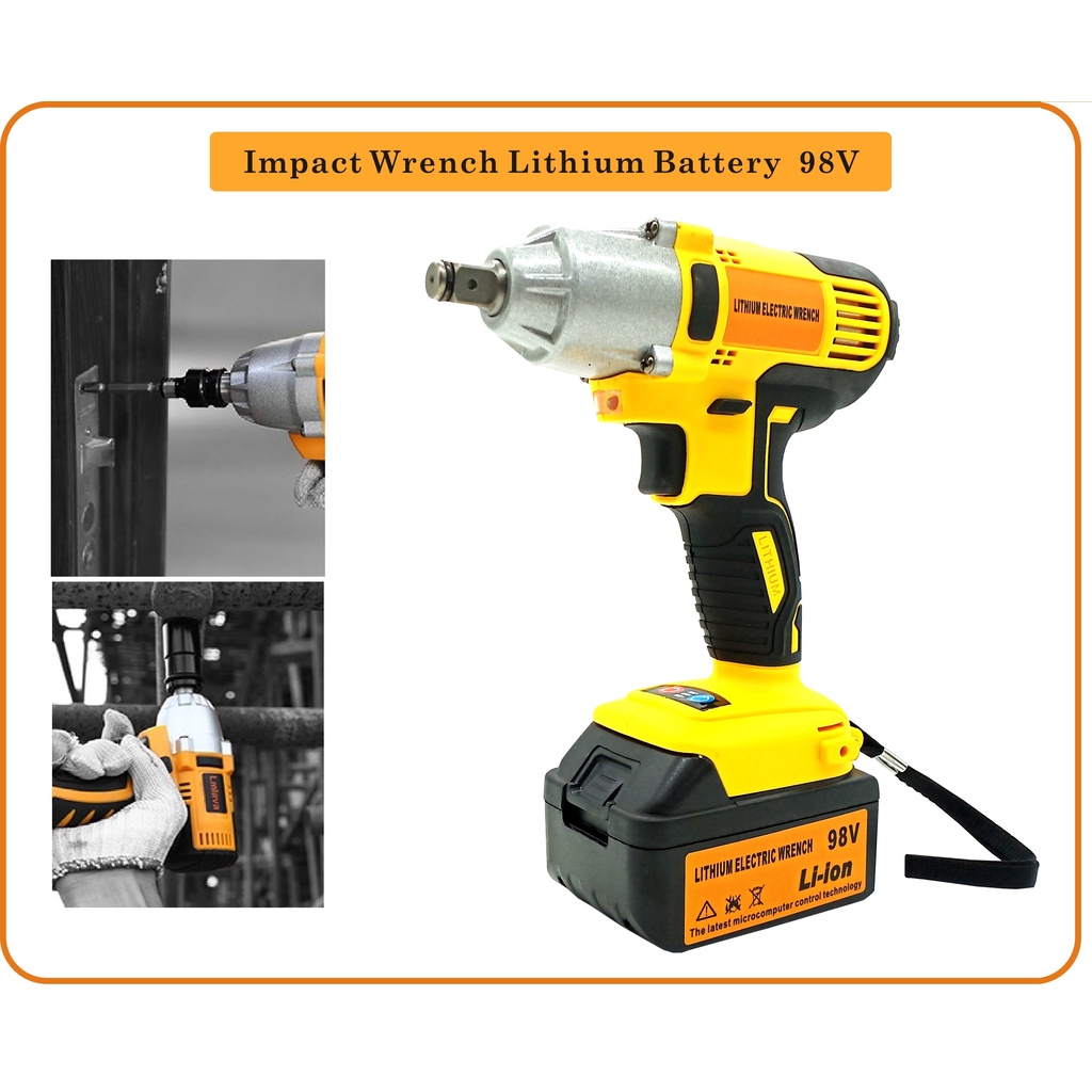 98V Automatic Rechargeable Portable Electric Cordless Impact Wrench ...