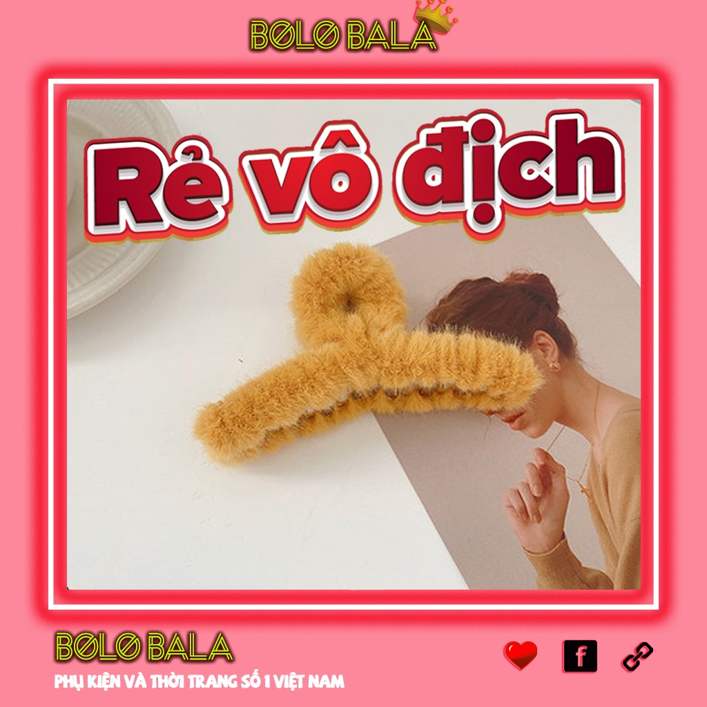 Bolobala fur crab claw clip Pure white Korean velvet crab claw hairbag ...