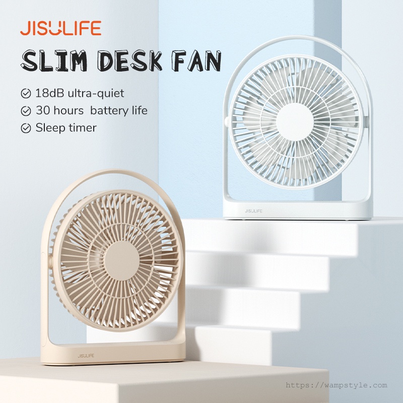 JISULIFE 8000mAh Portable Table Fan 4 Speeds with Sleep Mode Timer USB ...