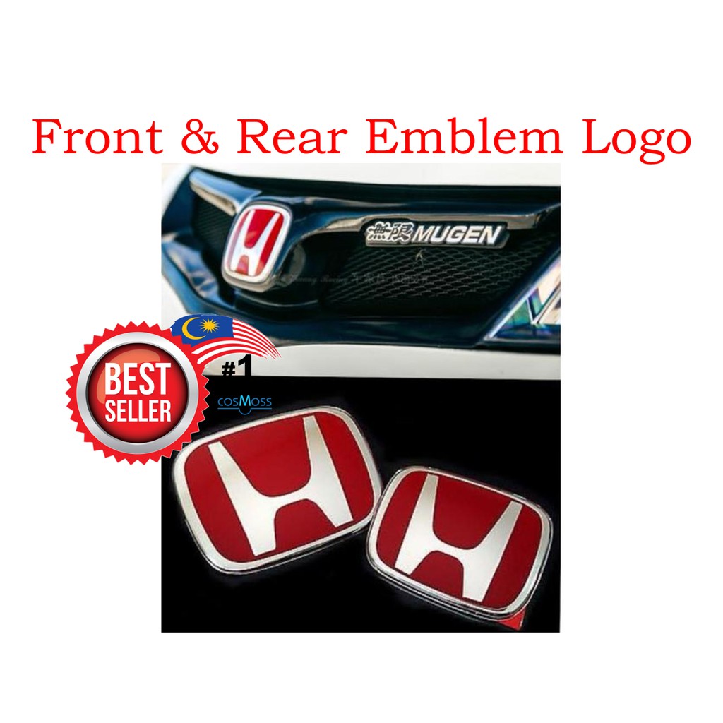 (2 PCS) Front And Rear Emblem For Honda Civic Type-R Car Emblem Logo ...