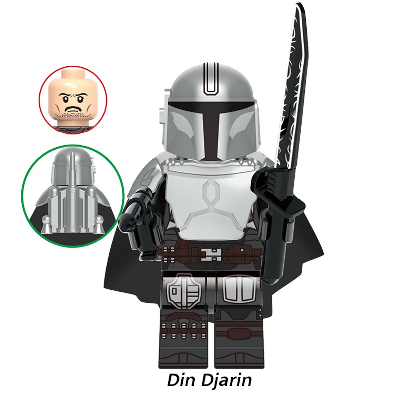 Din Djarin Star Bounty Hunter Minifigures Wars Mandalorian Beskar Armor ...