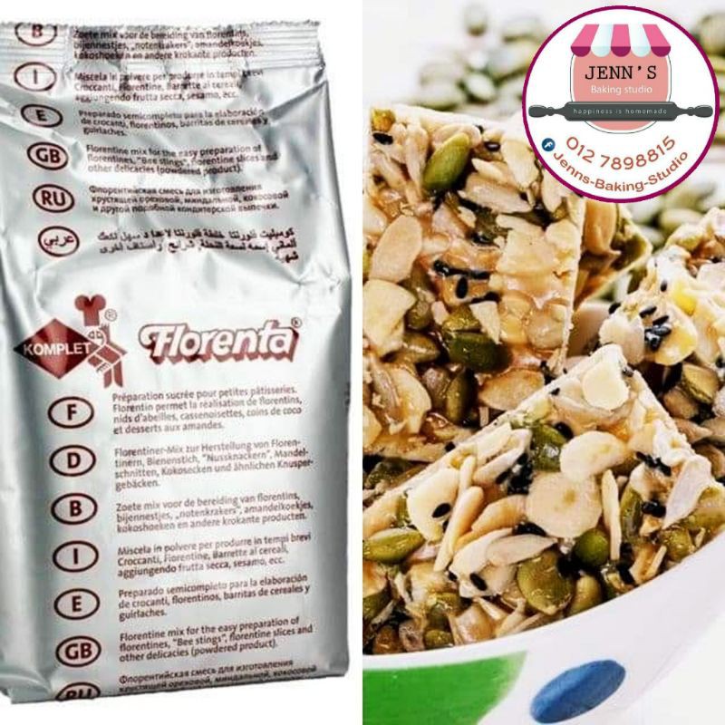 Florenta 500g Florentine Mix Tepung Floreta Raya Cookies 麦芽糖粉 杏仁片 预拌粉 ...