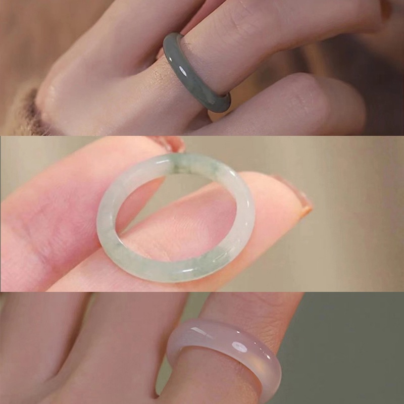 Fashion Women Jewelry Simple Artificial Jade Ring | Shopee Singapore