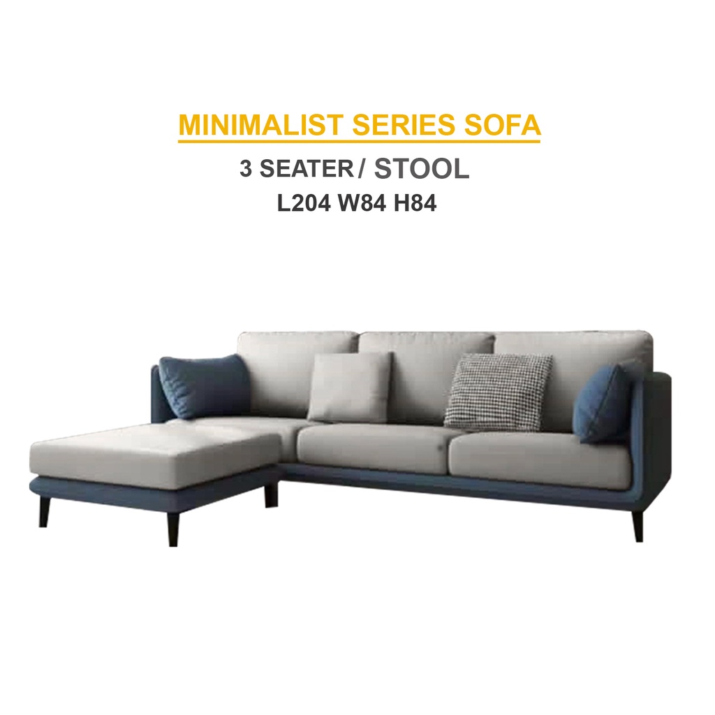 Living Mall Malmo Minimalist Series Fabric/Faux Leather Sofa in 6 ...
