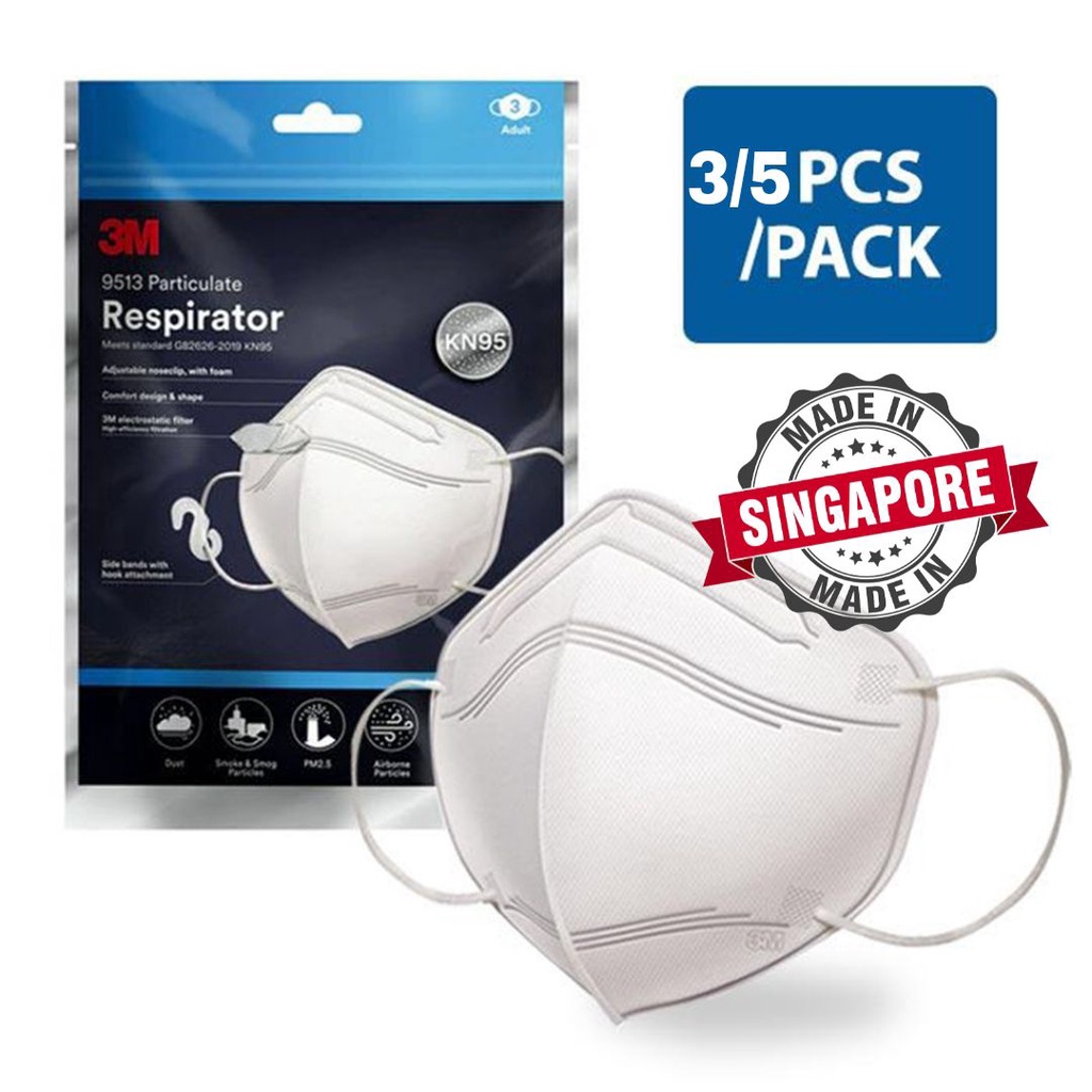 [SG Stock] 3M KN95 Face Mask 9513 (White) export grade Particulate ...