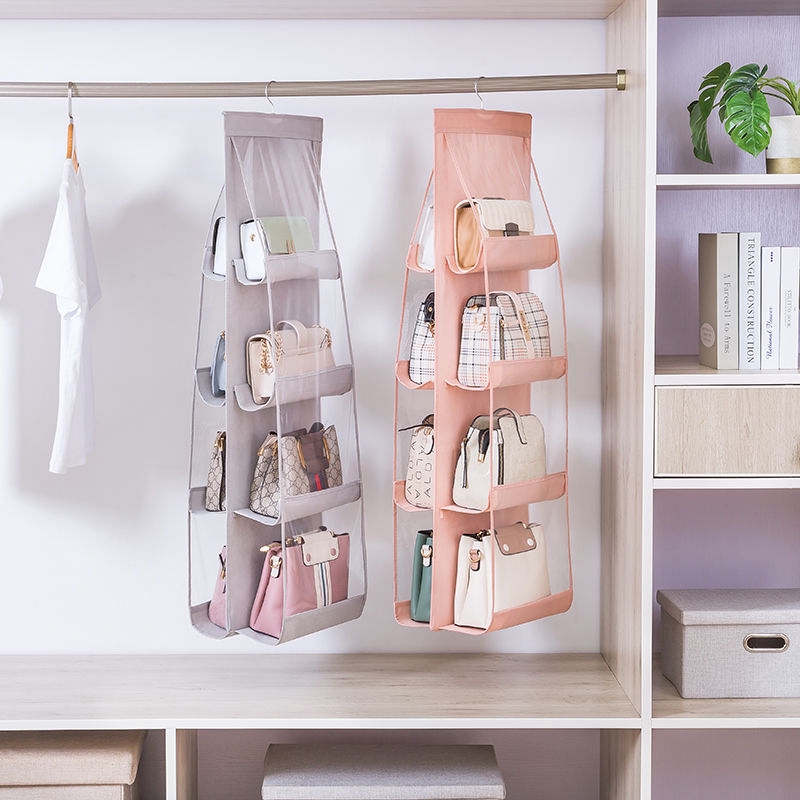 Home Wardrobe Bag Storage Multi-Layer Fabric Organizer Hanging Leather ...